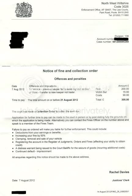 Notice of fine and collection order? - DVLA - National Consumer Service